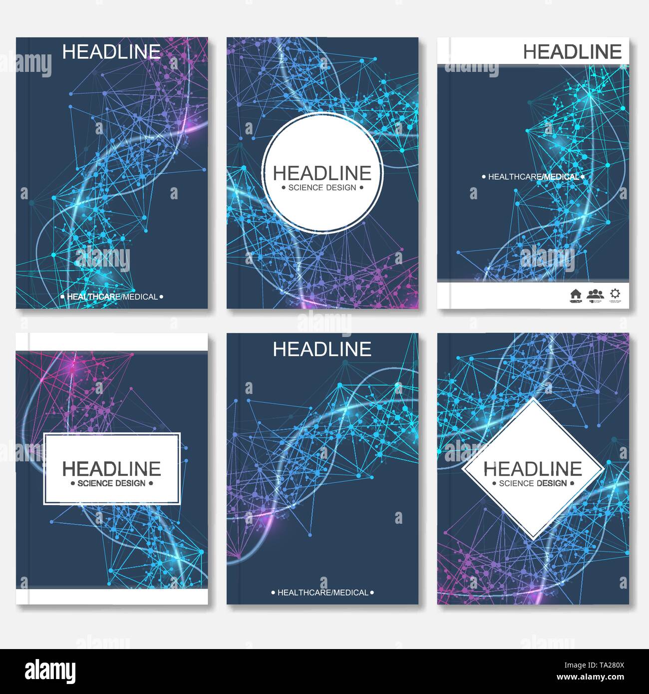 Scientific brochure design template. Vector flyer layout, Molecular ...