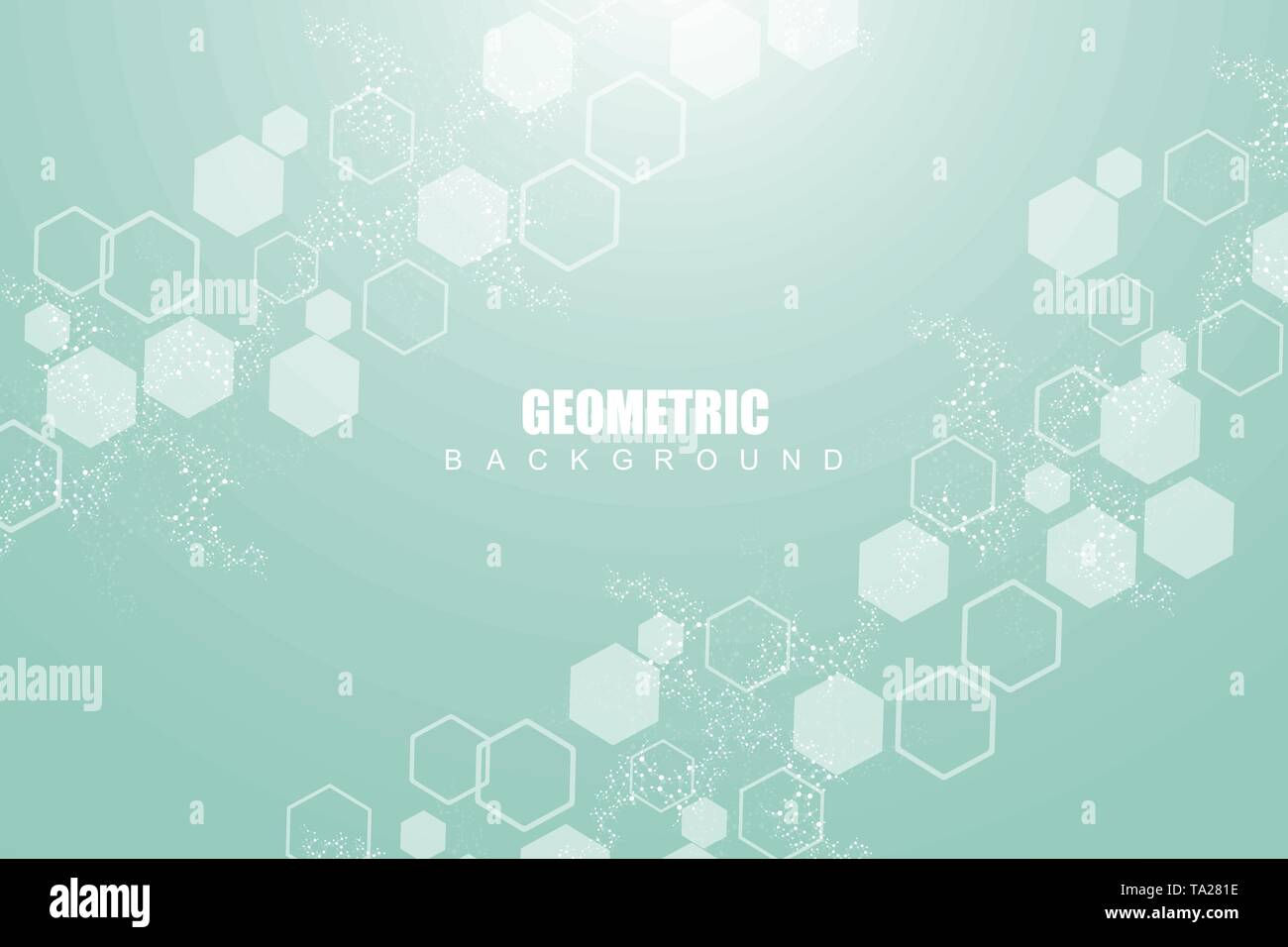 Science network pattern, connecting lines and dots. Technology hexagons ...