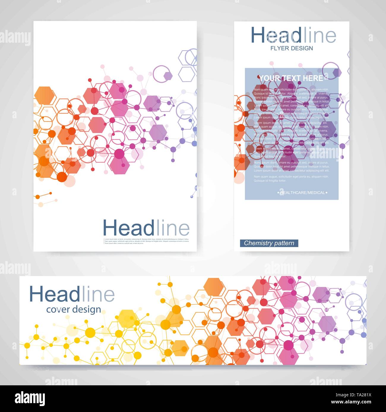 Set flyer, brochure size A4 template,banner. Molecular structure with ...