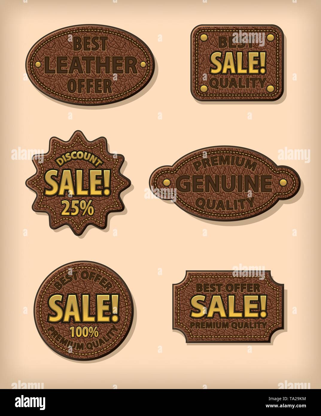 leather labels, filie includes original leather pattern Stock Vector ...