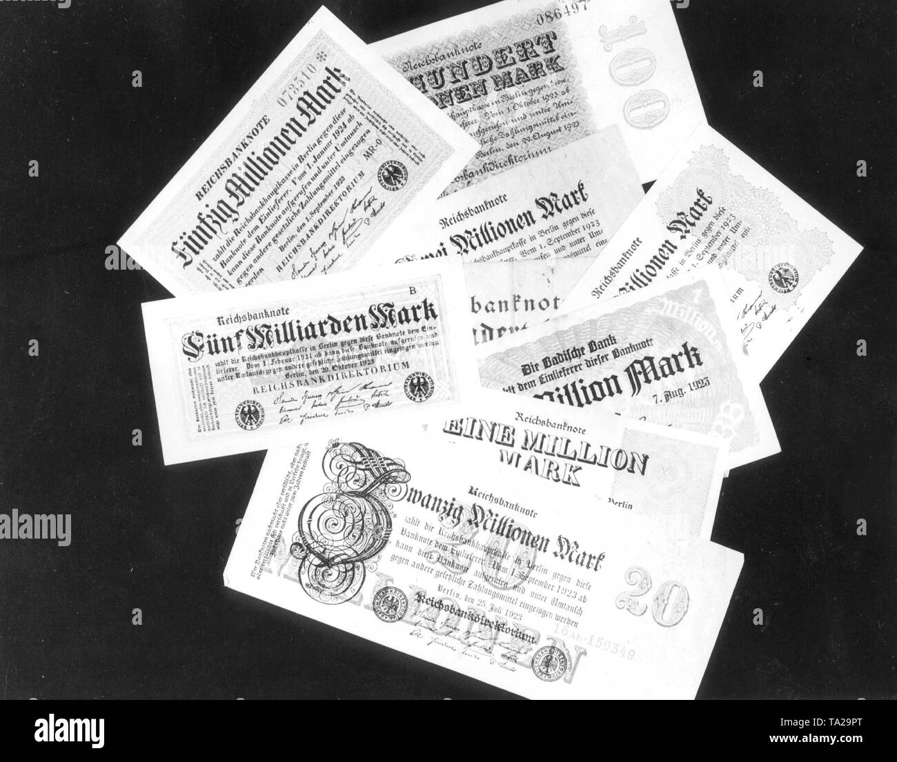 Banknotes issued at the time of the inflation in 1923 Stock Photo - Alamy