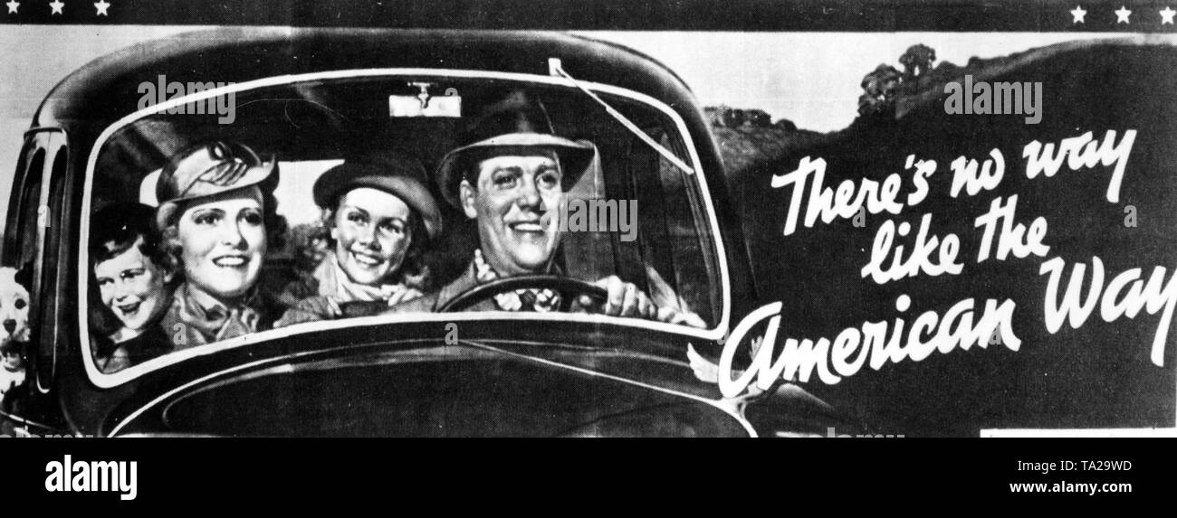 New Deal: Poster shows a family and the slogan: 'There`s no way like ...