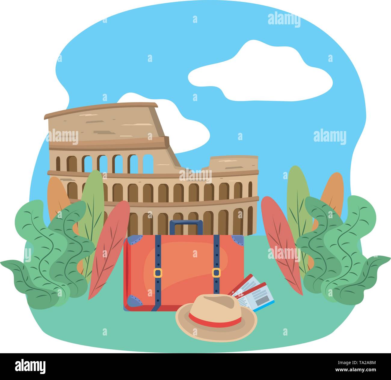 Rome coliseum landmark design, Travel trip vacation tourism journey and ...