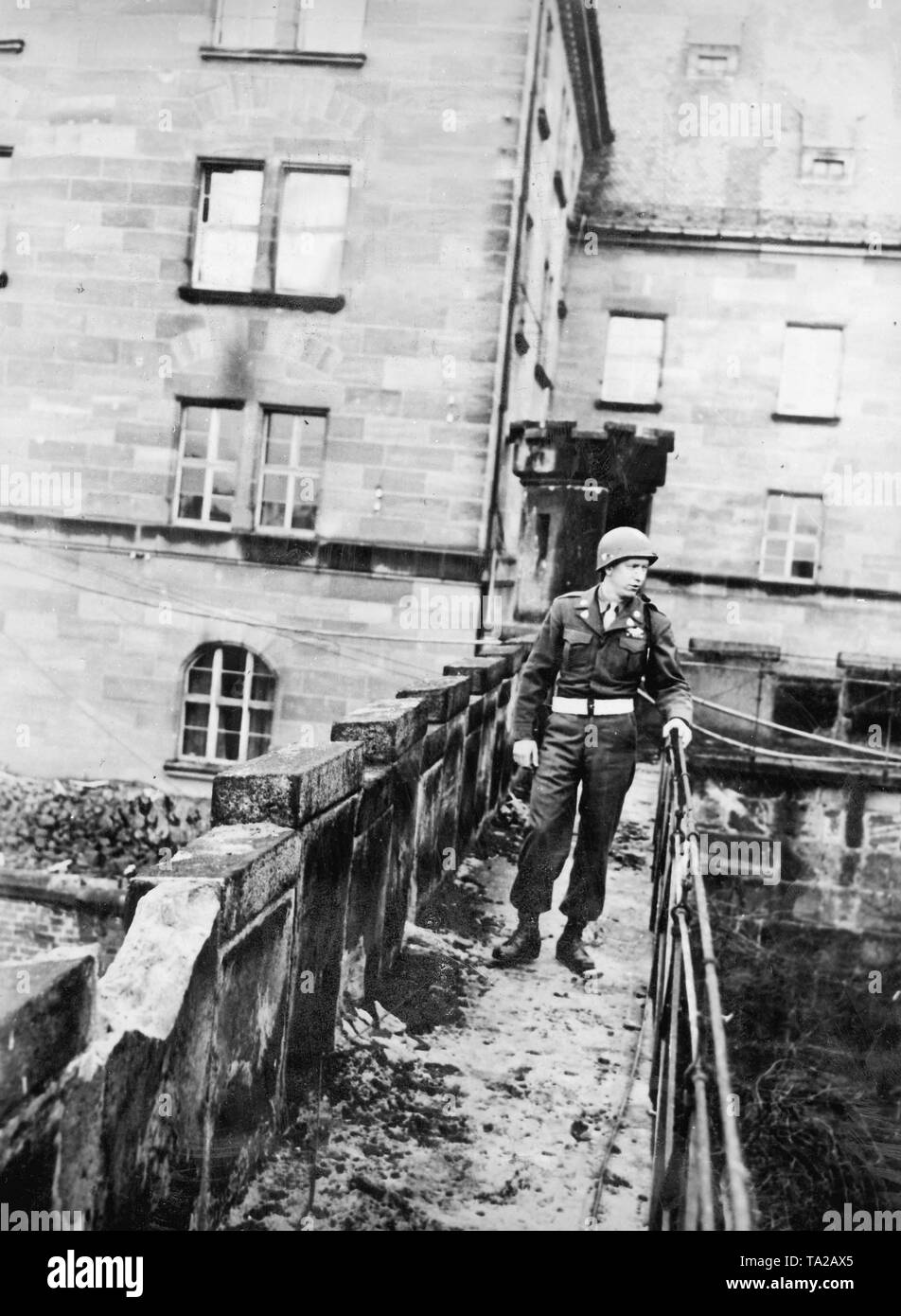 An American sentry at the patrol along the courtyard walls of the ...