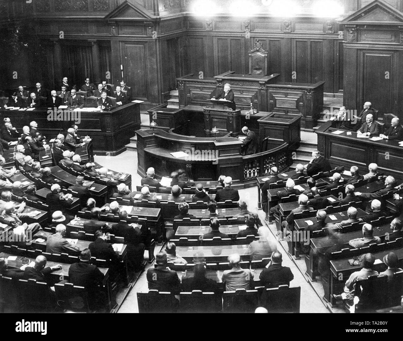 Alfred Hugenberg at the Reichstag debate on the "Freedom Law". The ...