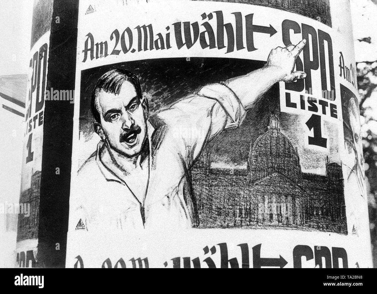 Election poster of the SPD for the Reichstag elections on 20 May 1928 ...