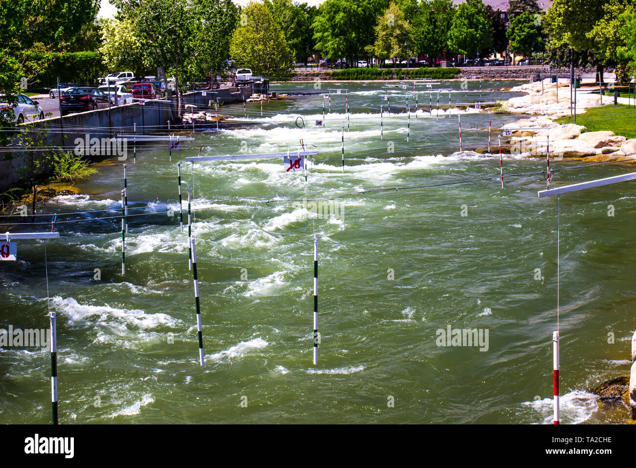 Kayak Course With Gates On Truckee River Stock Photo - Alamy