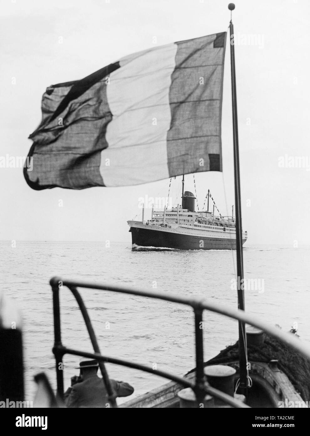 The French passenger ship SS "Champlain", at that time the largest ...