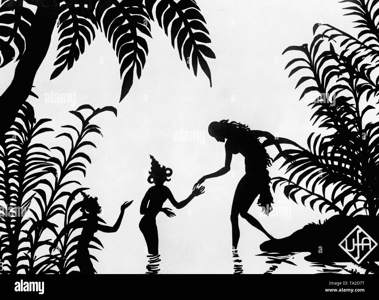 This photo shows a scene from the silhouette movie "The Adventures of ...
