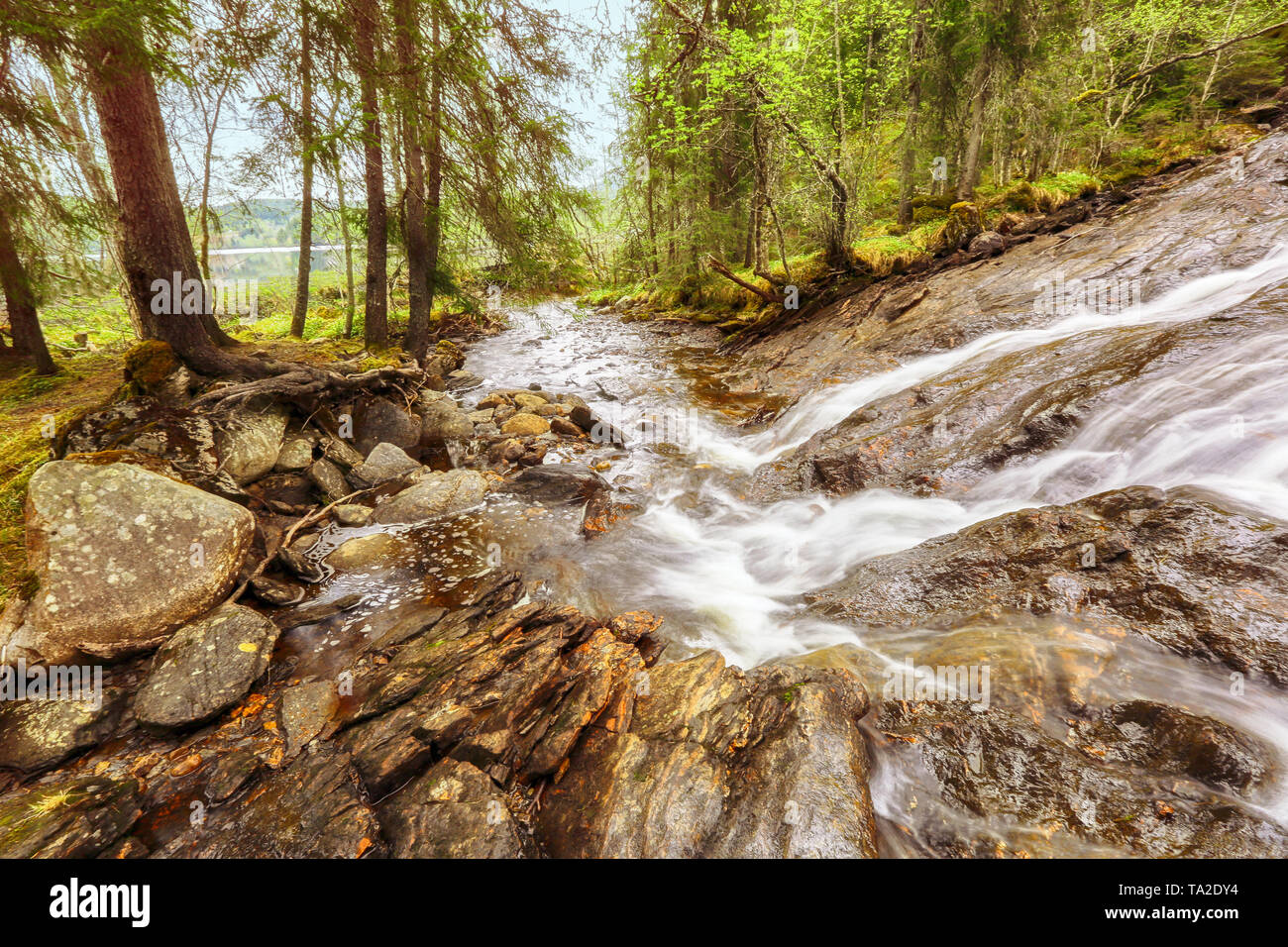 Waterfall at the river Sagelva located near the Norwegian city ...