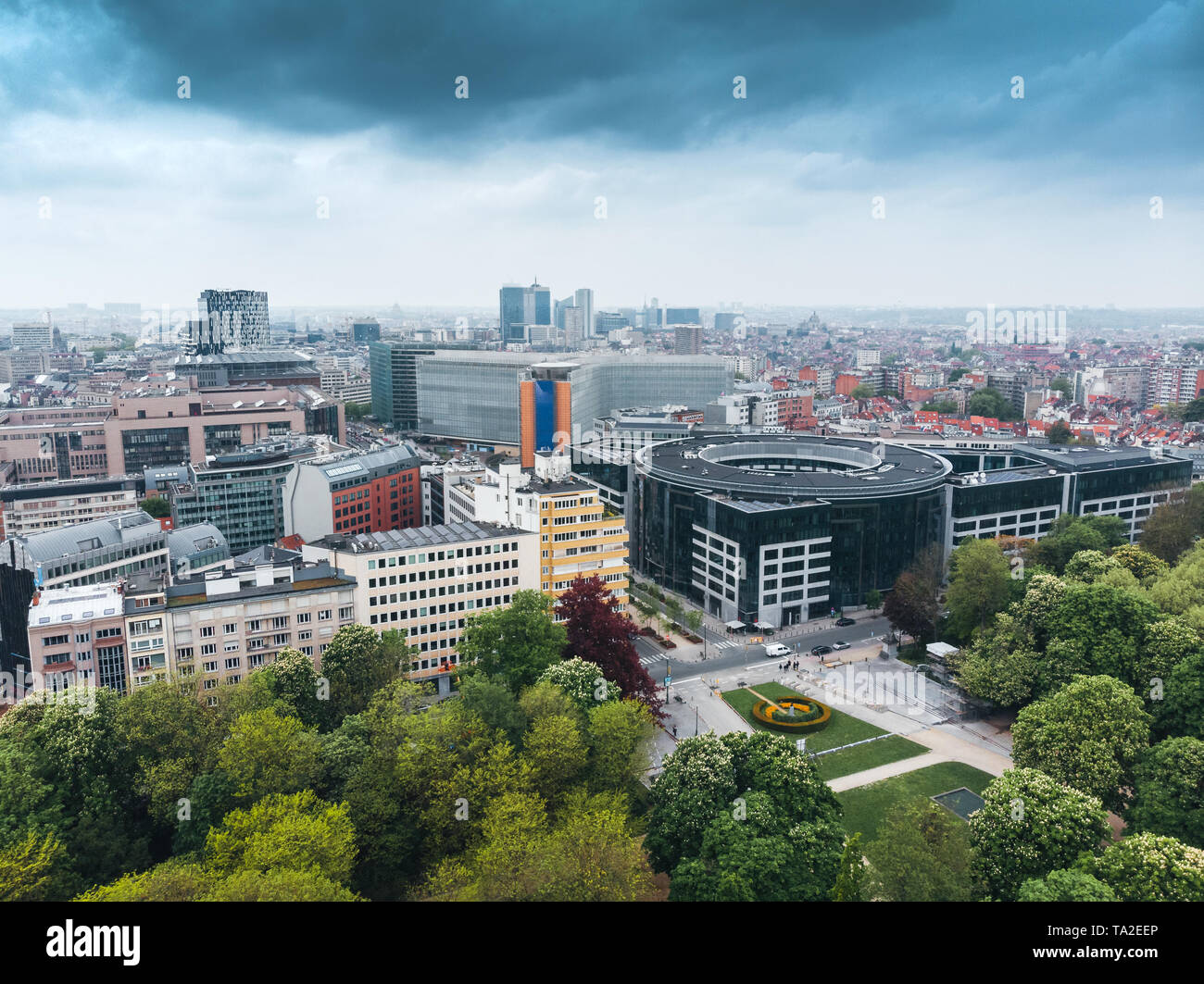 Aerial view of the panorama of the city of Brussels, Belgium Stock ...