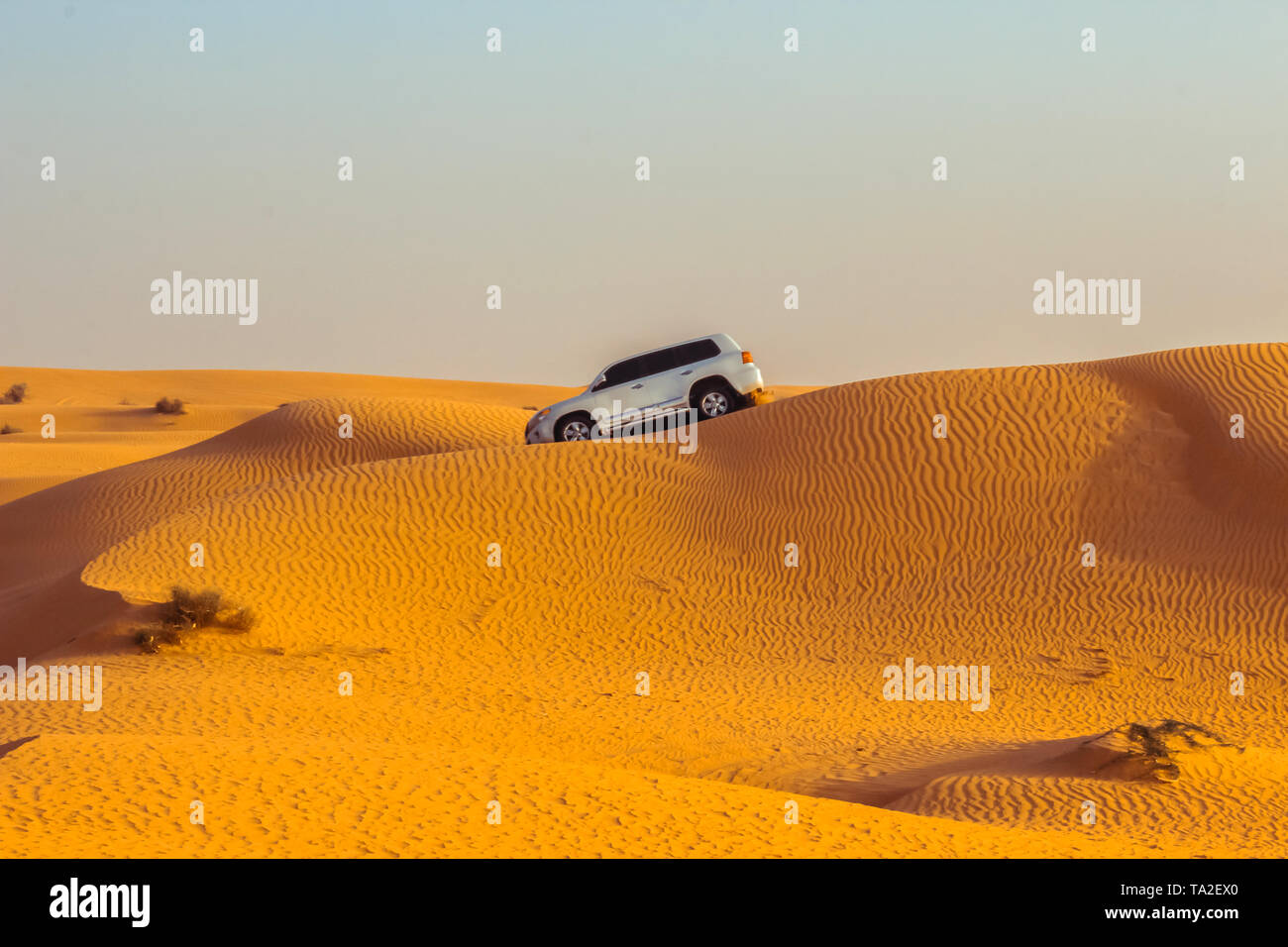 Jeep safari on sand dunes in Dubai desert Stock Photo - Alamy