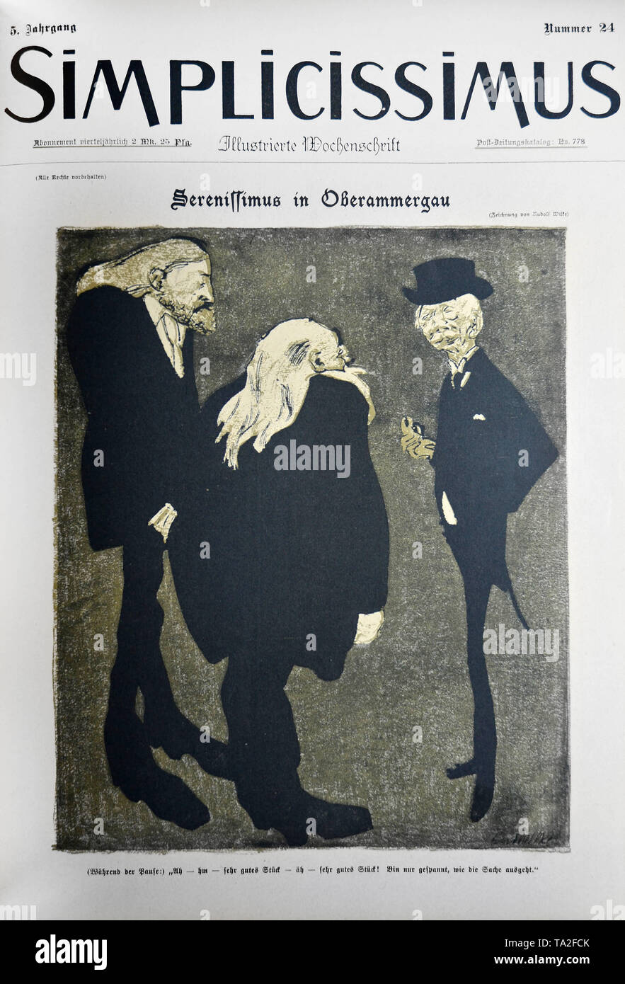 Cartoon from the satirical magazine "Simplicissimus". Title of the ...
