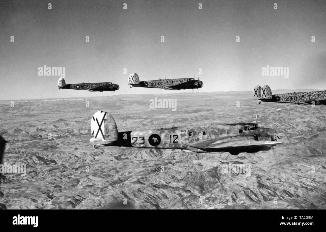 Photo of four Italian bombers, type Fiat BR.20 "Cicogna" on a Feindflug ...
