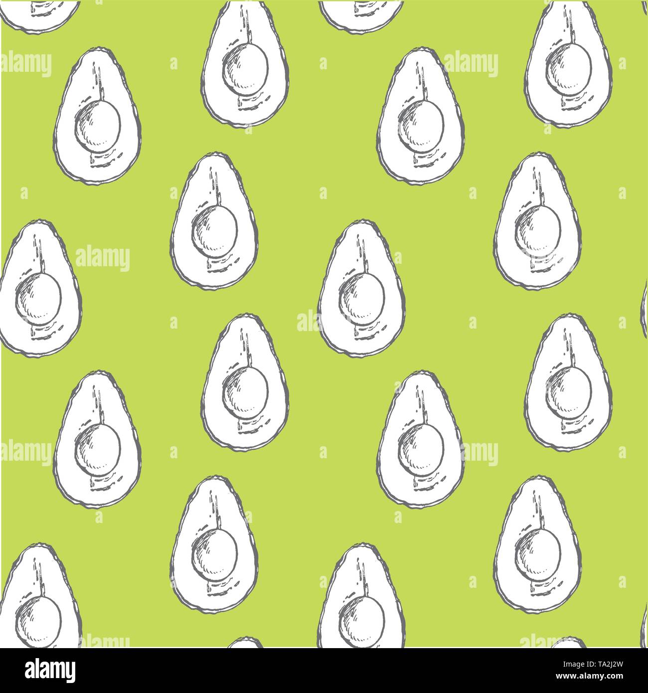 Avocado seamless pattern. Vector hand drawn illustrations. Avocado ...