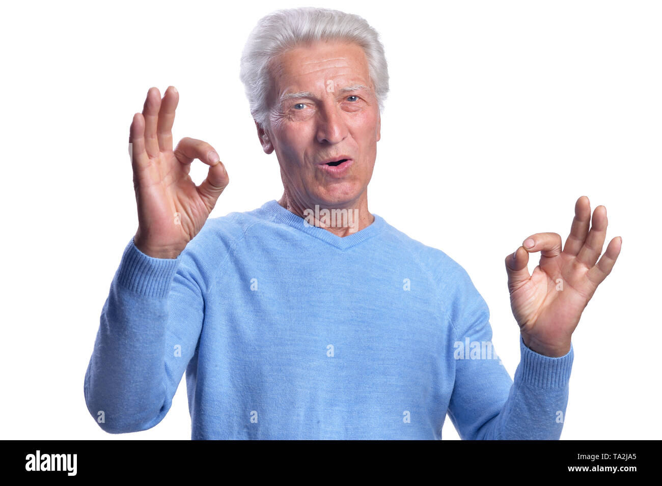 Elderly man showing ok hi-res stock photography and images - Alamy