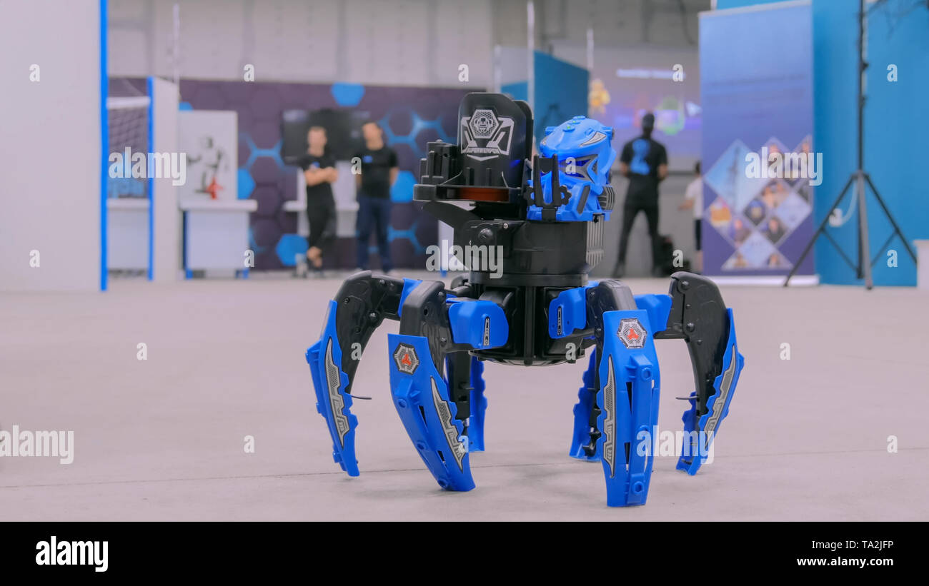 Blue battle robot spider Stock Photo - Alamy