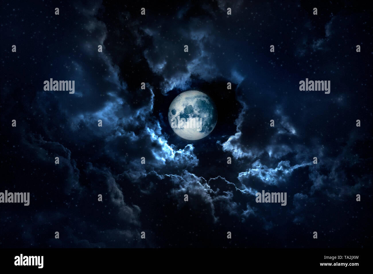 Full moon shining on the sky in cloudy day Stock Photo - Alamy