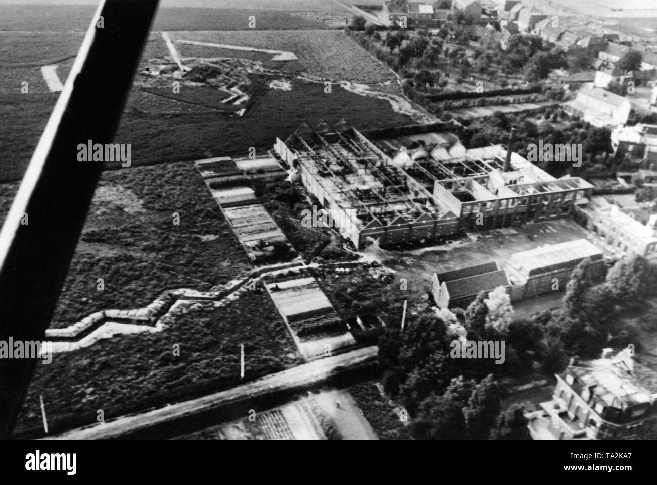 View of a French armament factory destroyed by German dive bombers ...