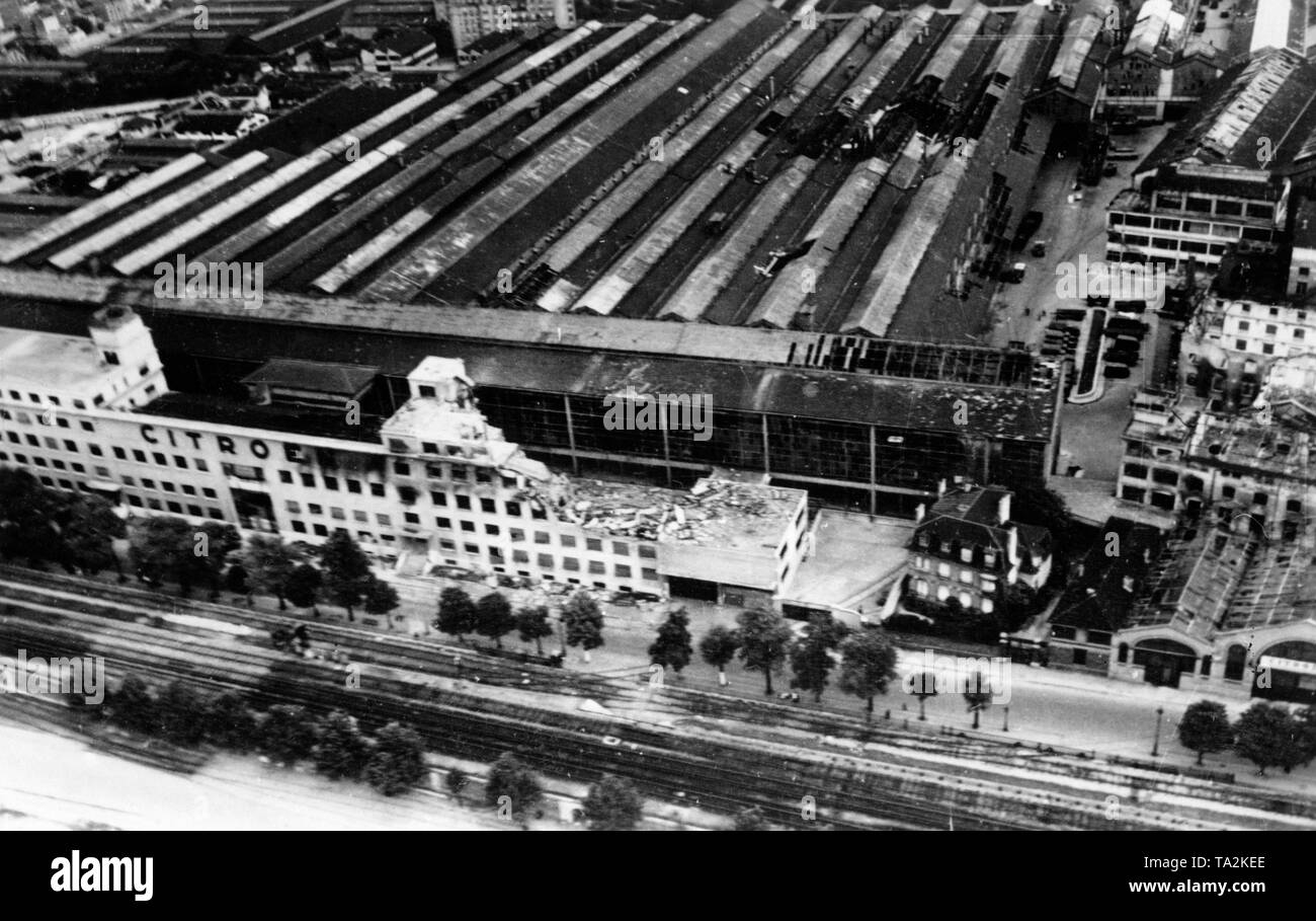 An armament factory of Citroen in Paris destroyed by air raids of the ...