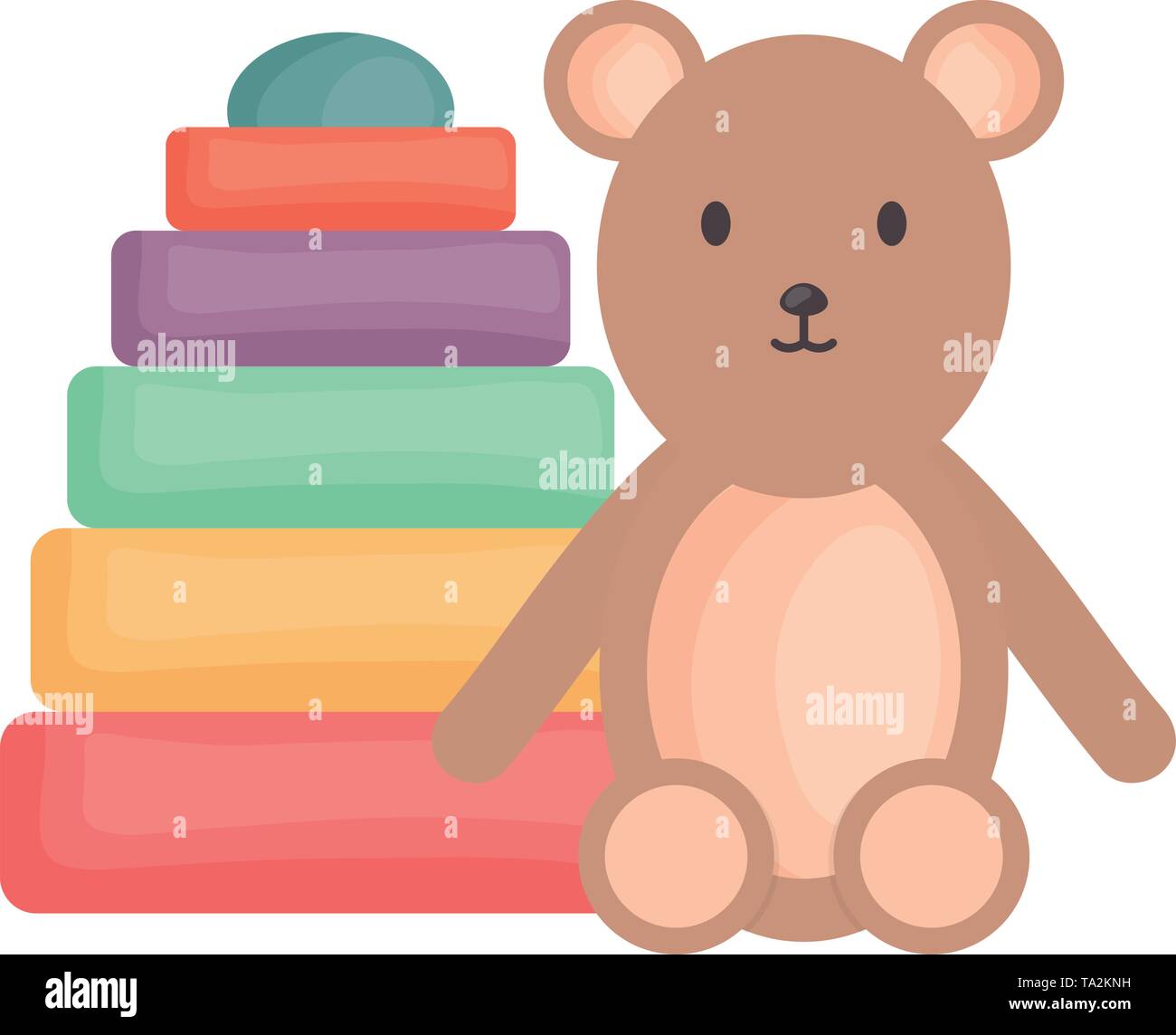 little bear teddy with pile blocks colors vector illustration design ...