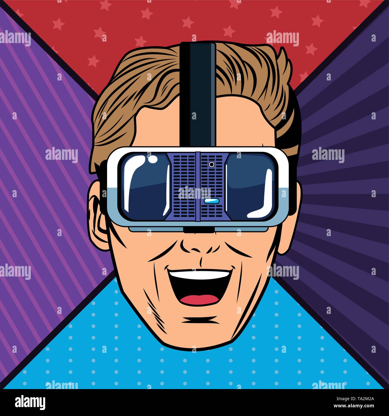 man head with virtual reality headset Stock Vector Image & Art - Alamy
