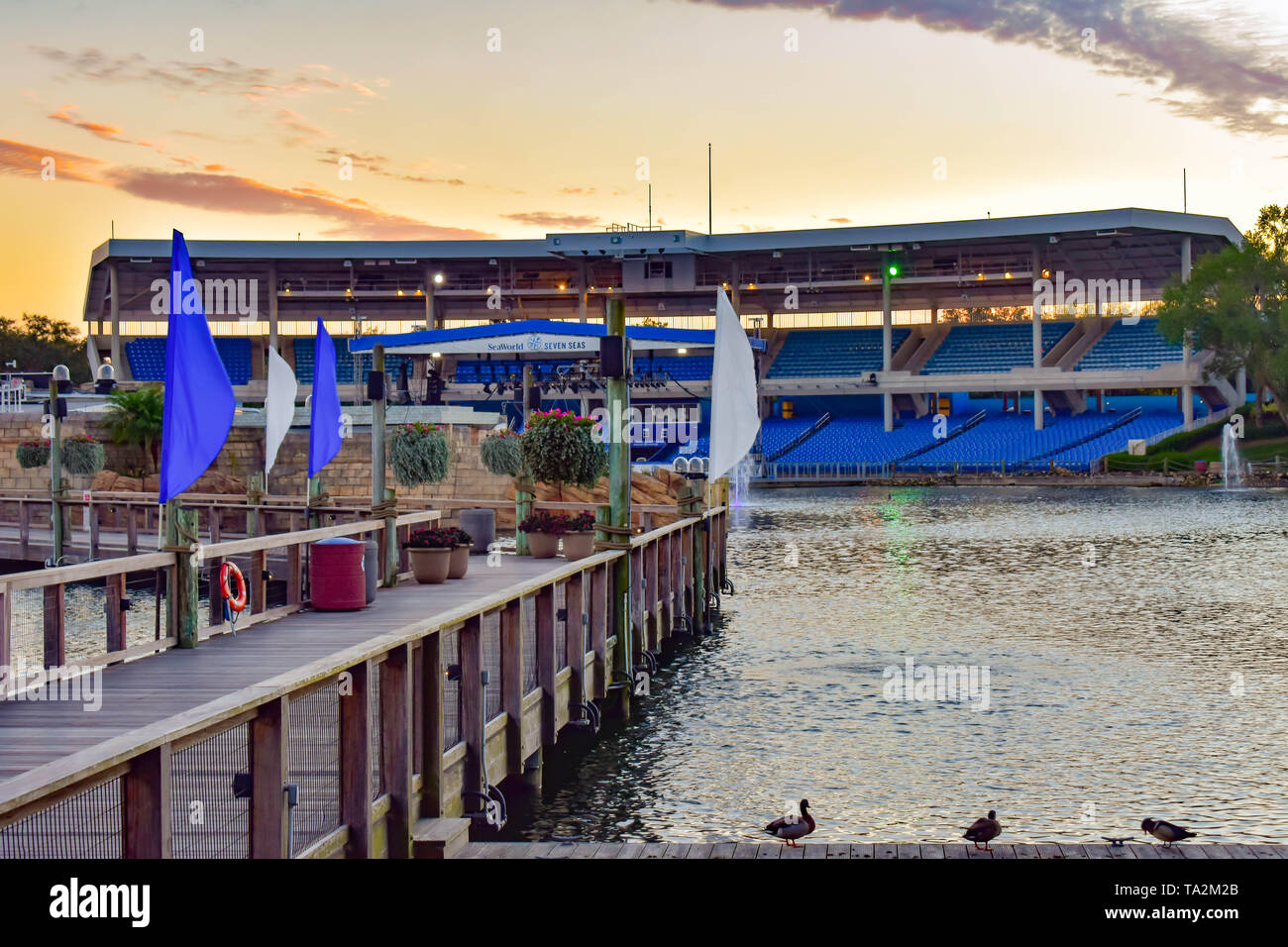 Orlando, Florida . February 26, 2019. Waterfront and Sky Tower building ...
