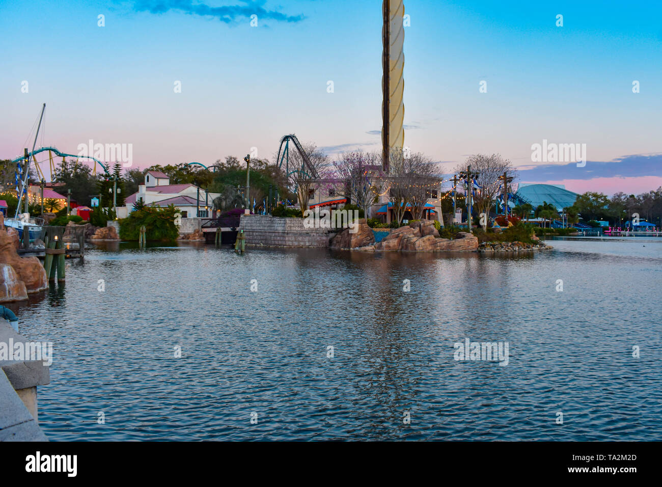 Orlando, Florida . February 26, 2019. Waterfront and Sky Tower building ...