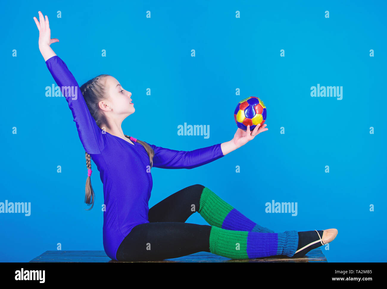 Rhythmic gymnastics sport combines elements ballet dance. Girl little ...