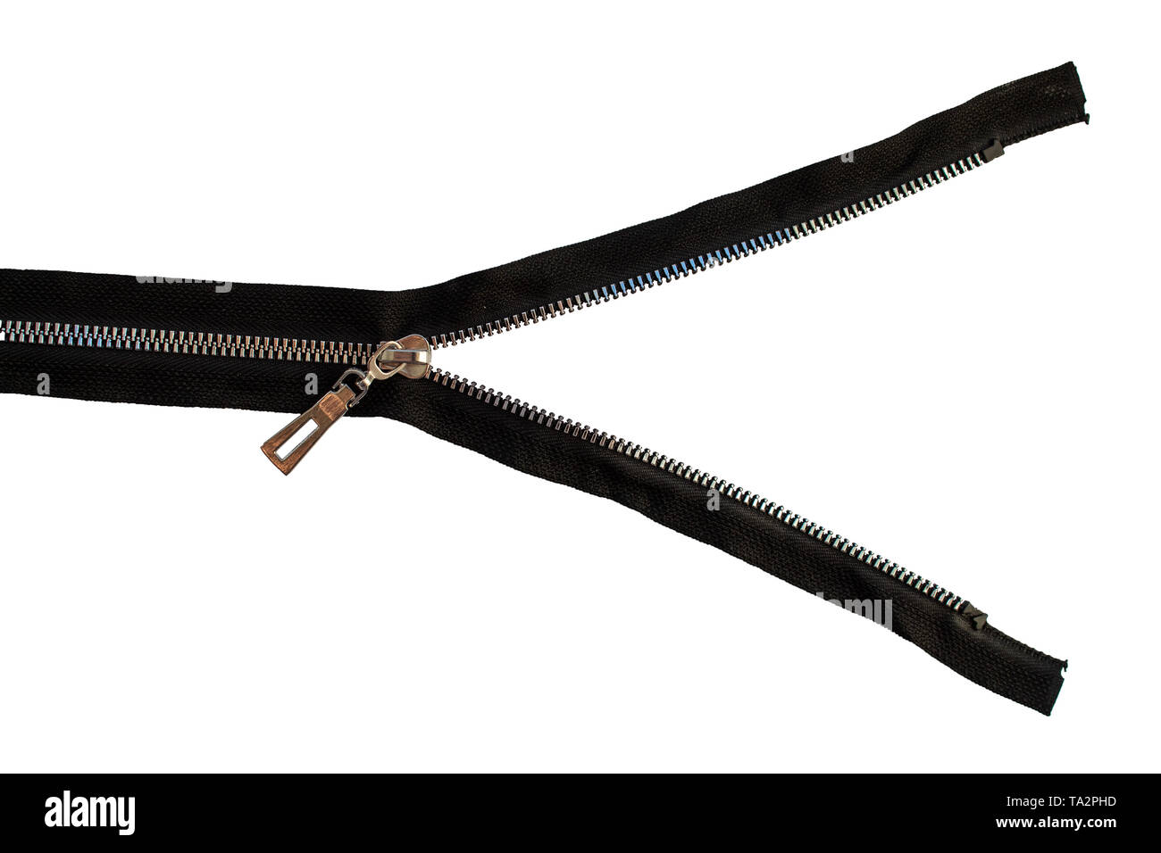 metal open zipper closeup isolated on white background Stock Photo - Alamy