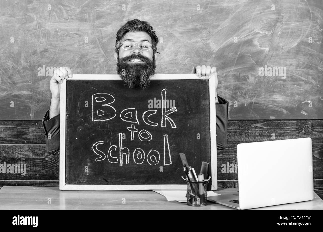 Welcome back to school back to school Black and White Stock Photos ...