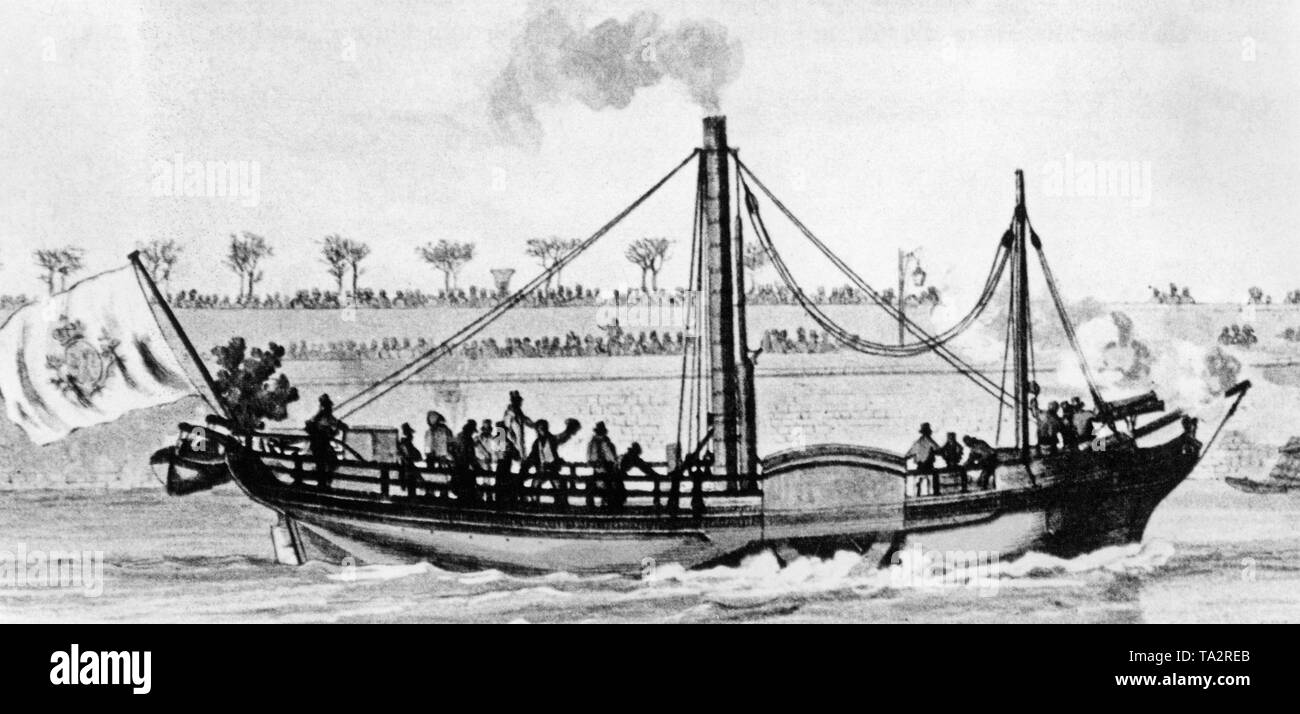 The "Elise" was the first steamboat that crossed the English Channel in ...