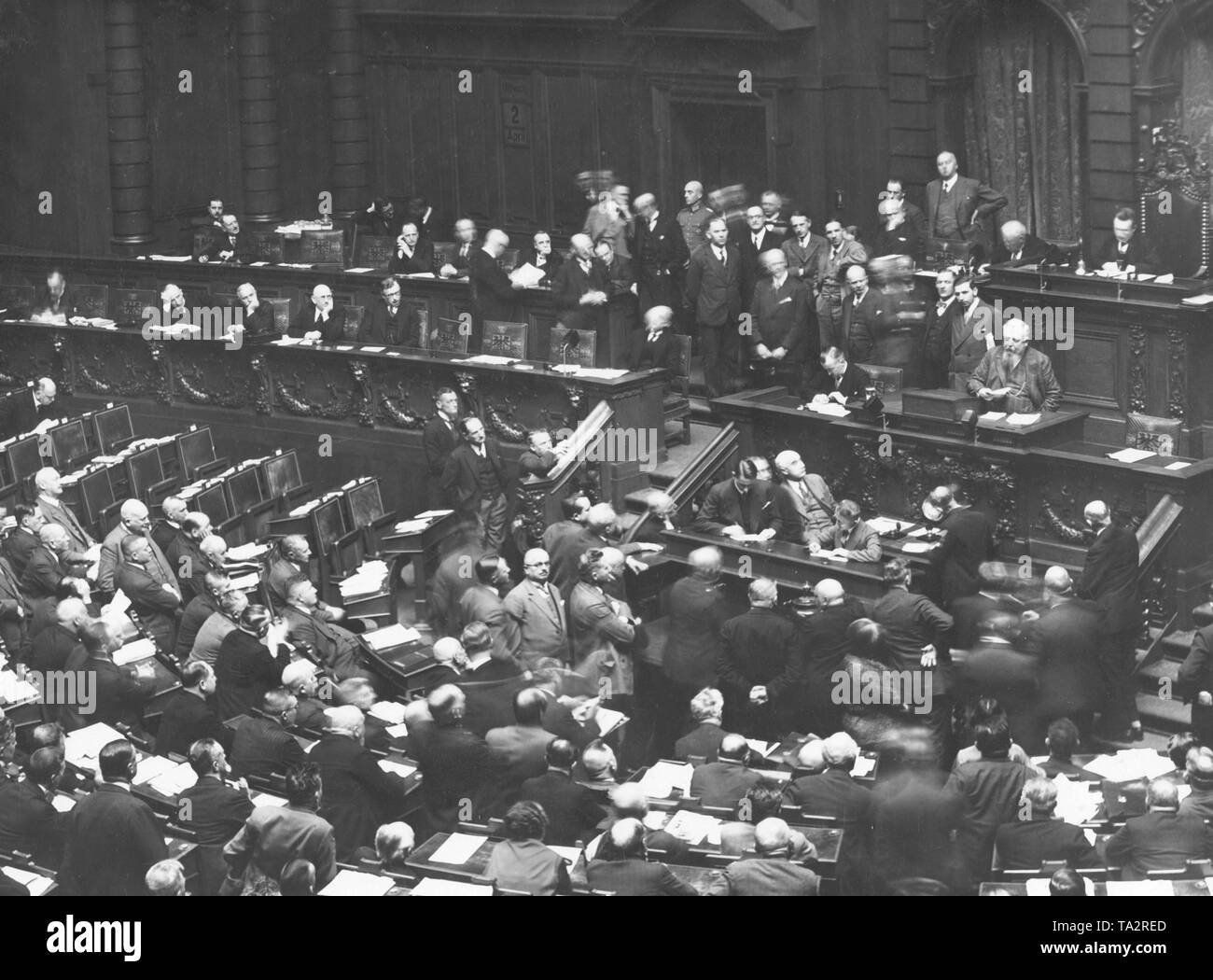 Thomas Esser (right, at the lectern) from the Center Party, gives a ...
