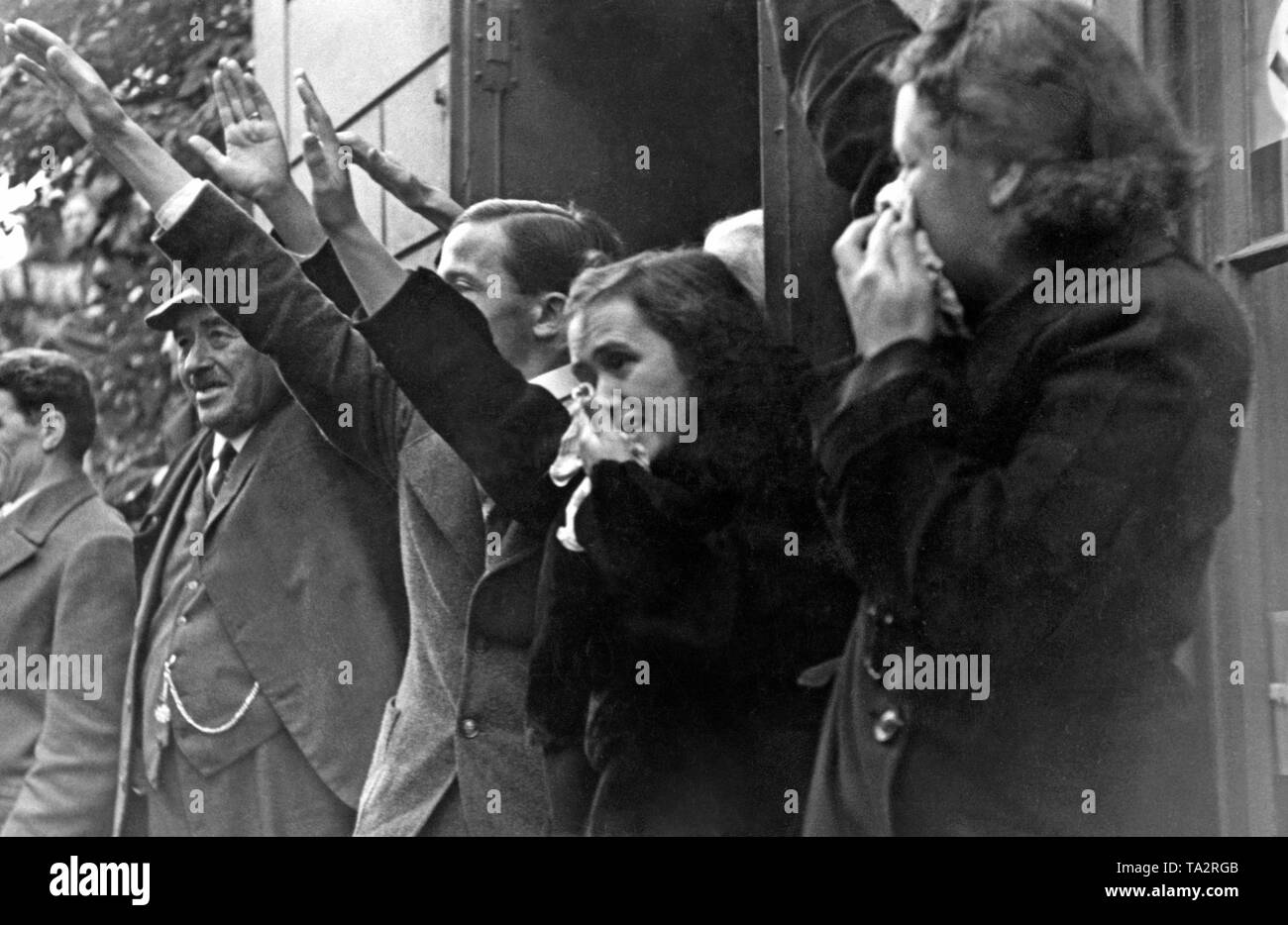 Residents in tears in a town in the occupied Sudetenland greet the ...