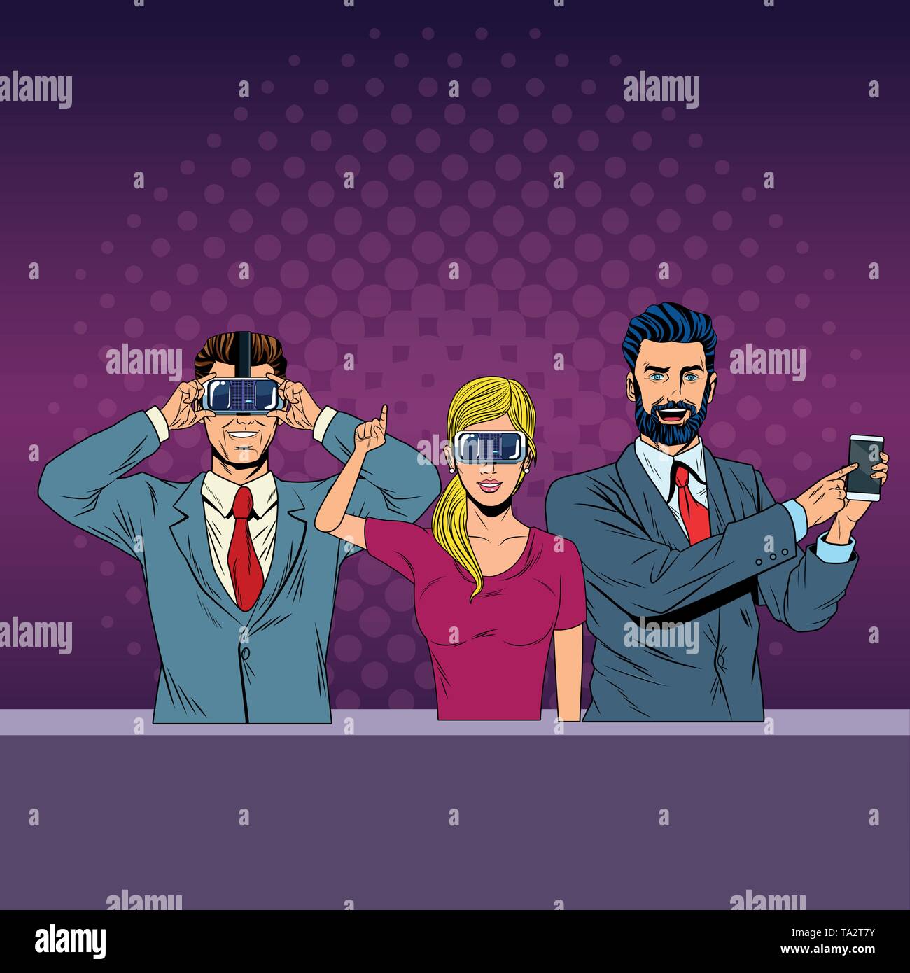 group of people with virtual reality headset Stock Vector Image & Art ...