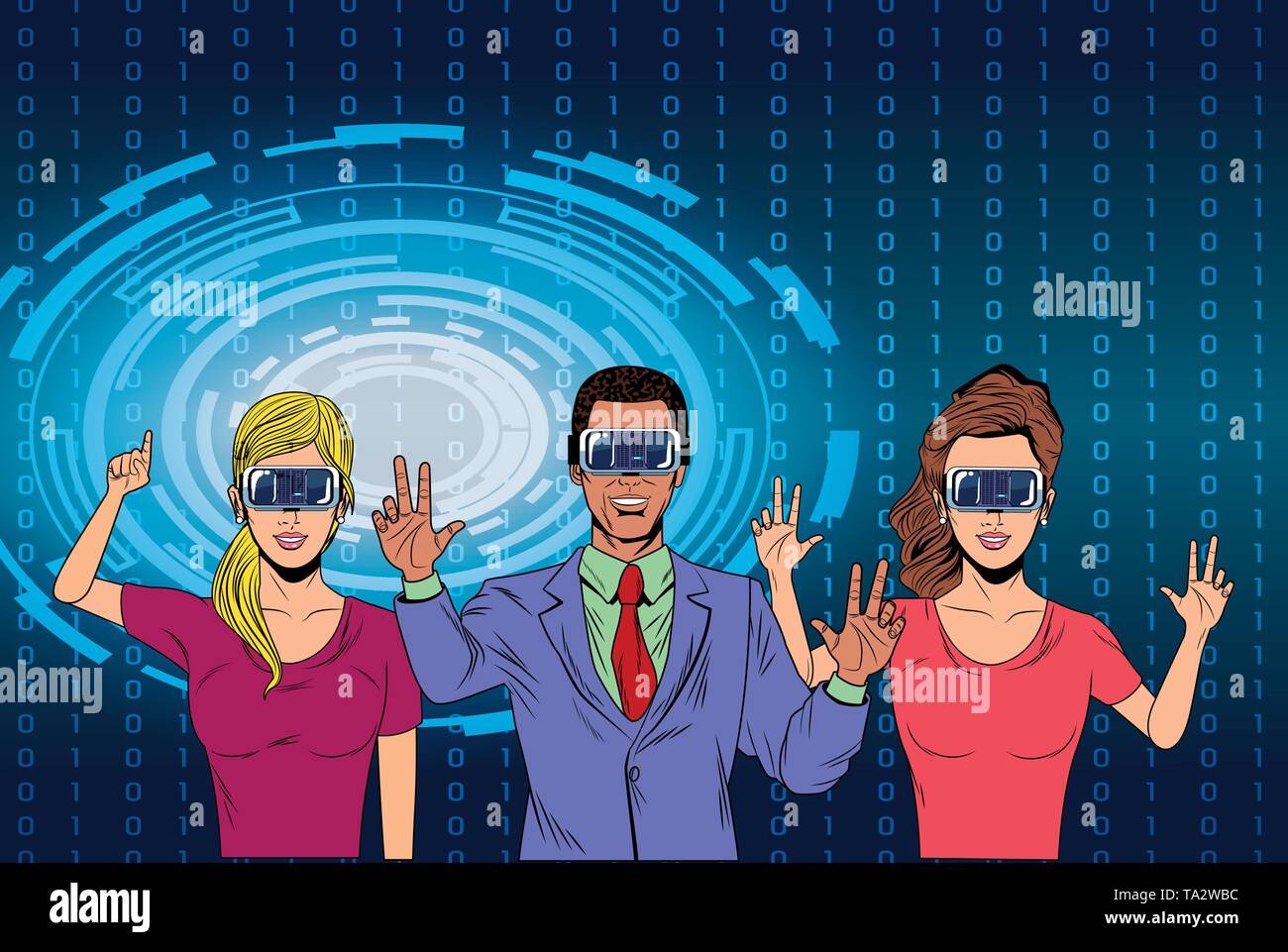 group of people with virtual reality headset Stock Vector Image & Art ...