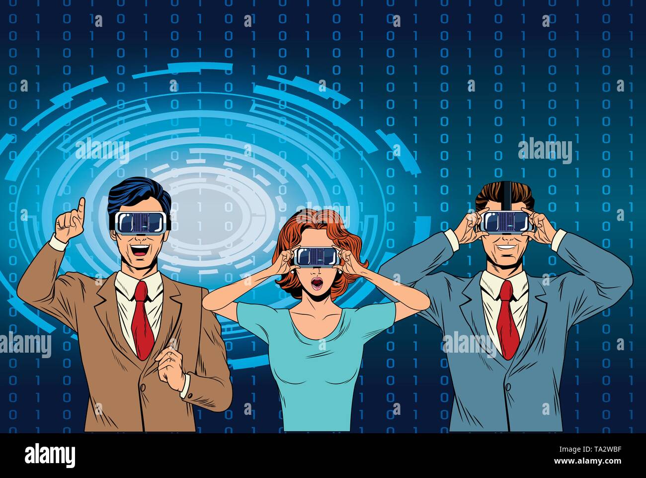 group of people with virtual reality headset Stock Vector Image & Art ...