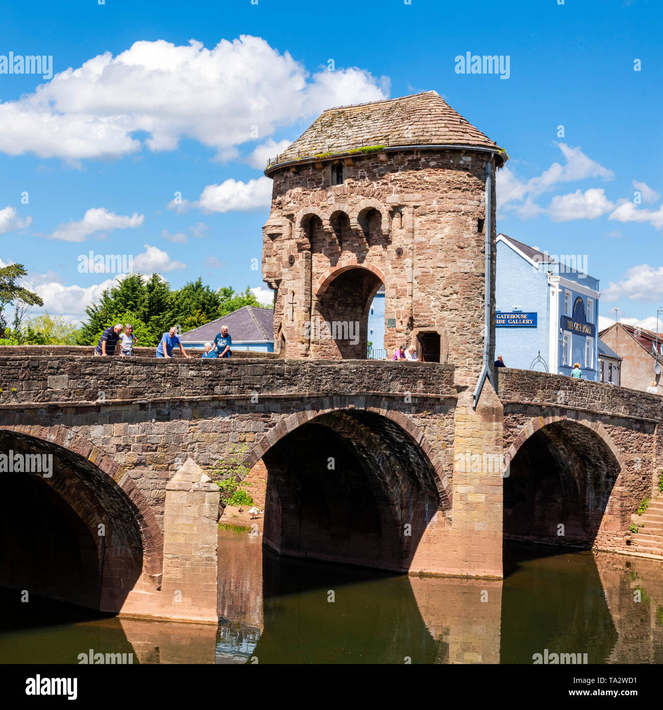 Monmouth bridge over the river Monnow, Wales, UK Stock Photo - Alamy