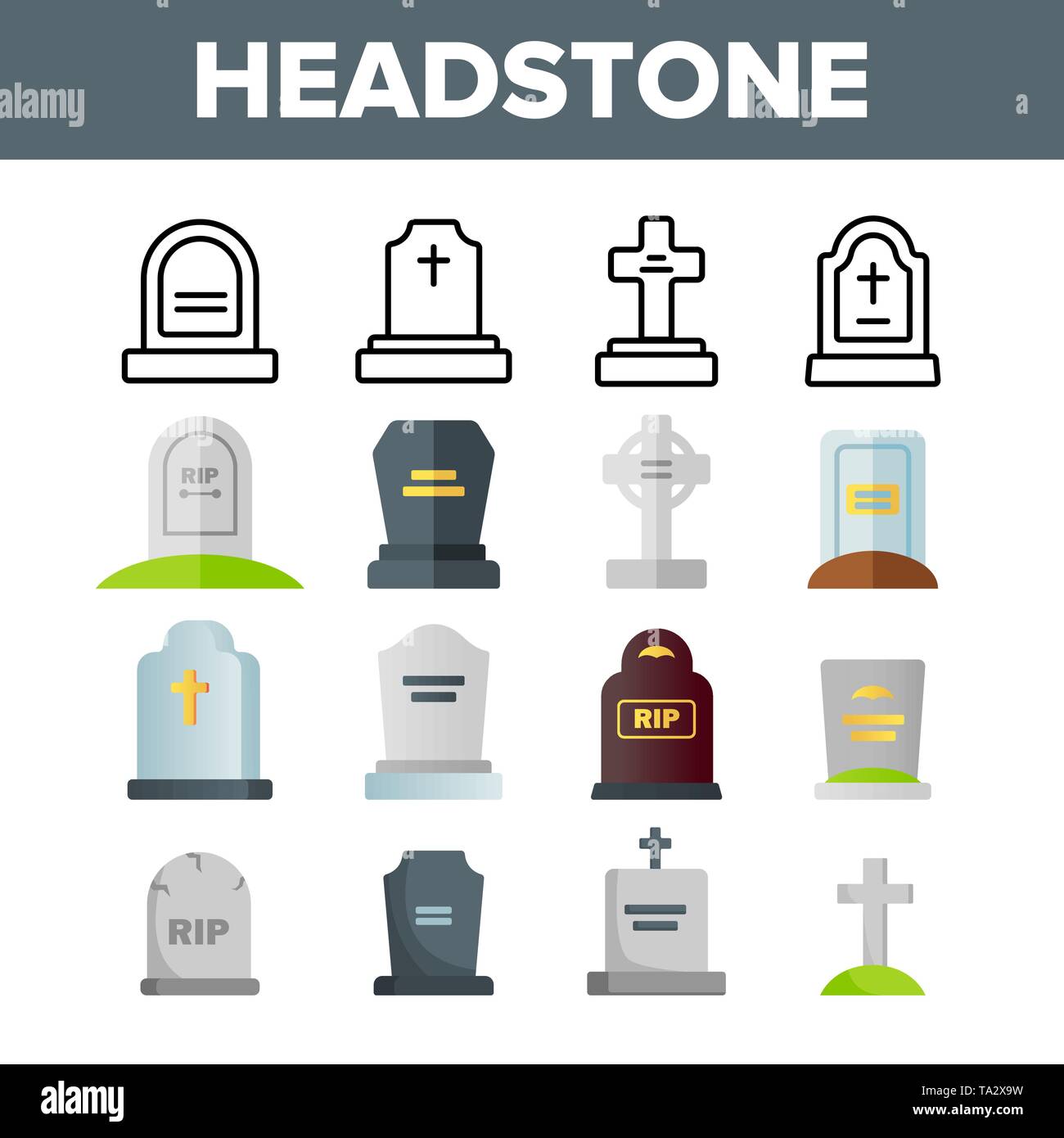 Rip tombstone color icon hi-res stock photography and images - Alamy