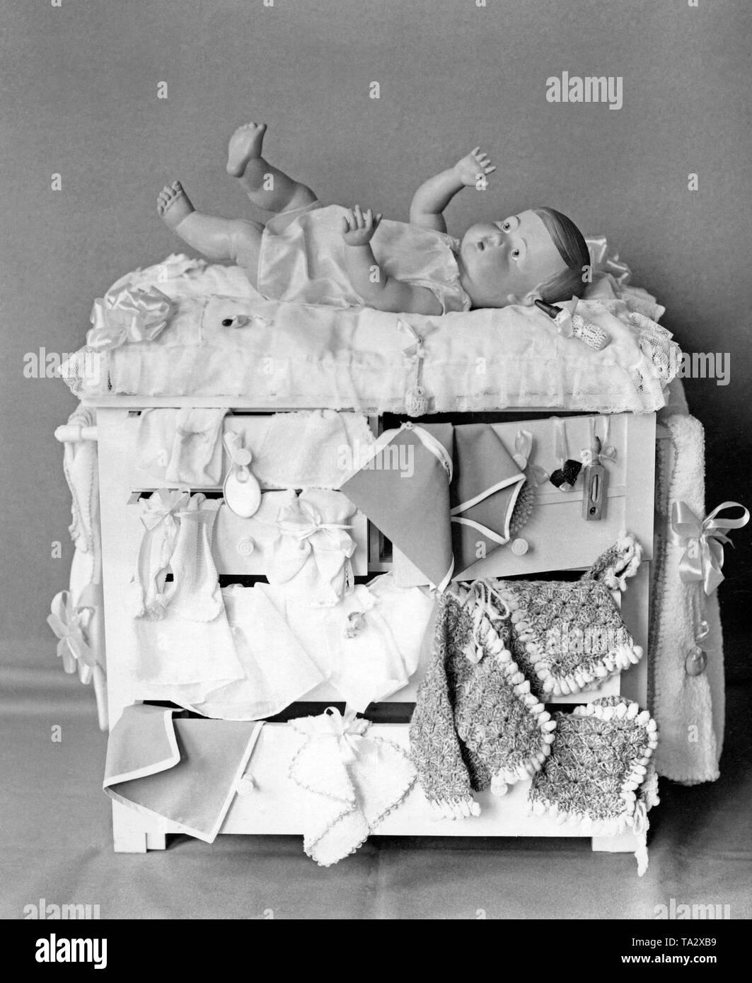 Child lying doll Black and White Stock Photos & Images - Alamy