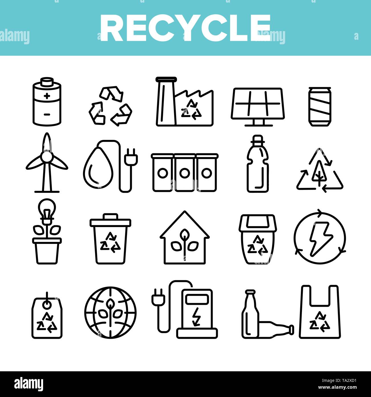 Recycle, Garbage Sorting Vector Linear Icons Set Stock Vector Image ...
