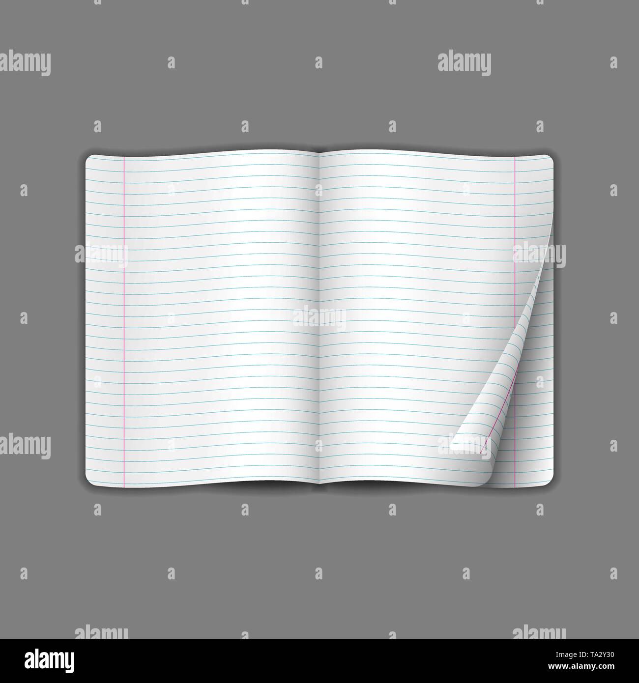 Mock up opened brochure with lines template. Realistic layout for ...