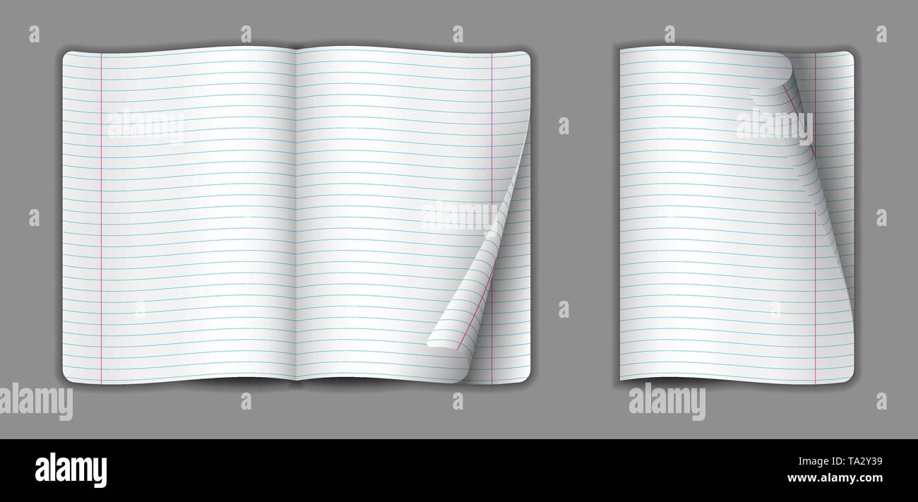 Mock up opened brochure with lines template. Realistic layout for ...
