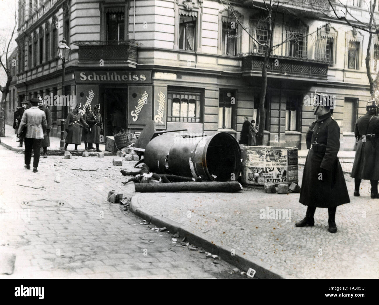 The extent of the destruction after the Berlin uprisings, 1929 Stock ...