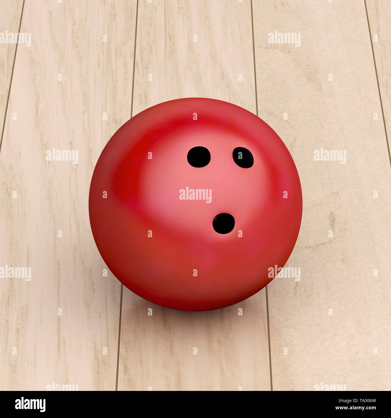 Red bowling ball on wood floor Stock Photo - Alamy