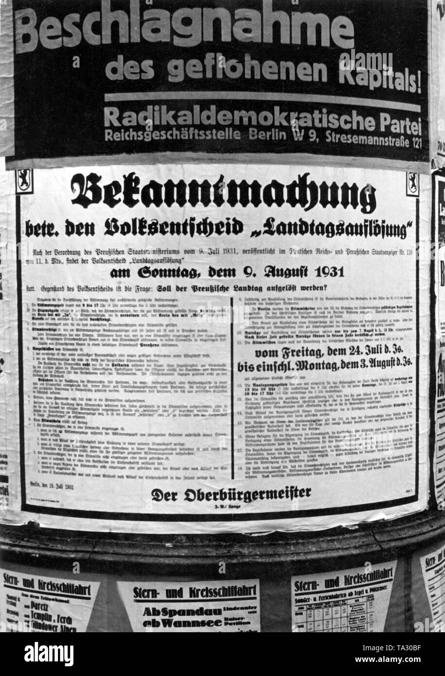 Weimar republic poster Black and White Stock Photos & Images - Alamy