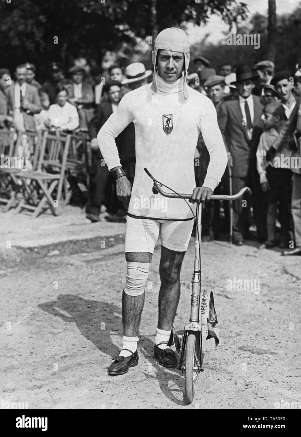 Cyclist Enrique Agullo before his ride from Madrid to Santander on a ...