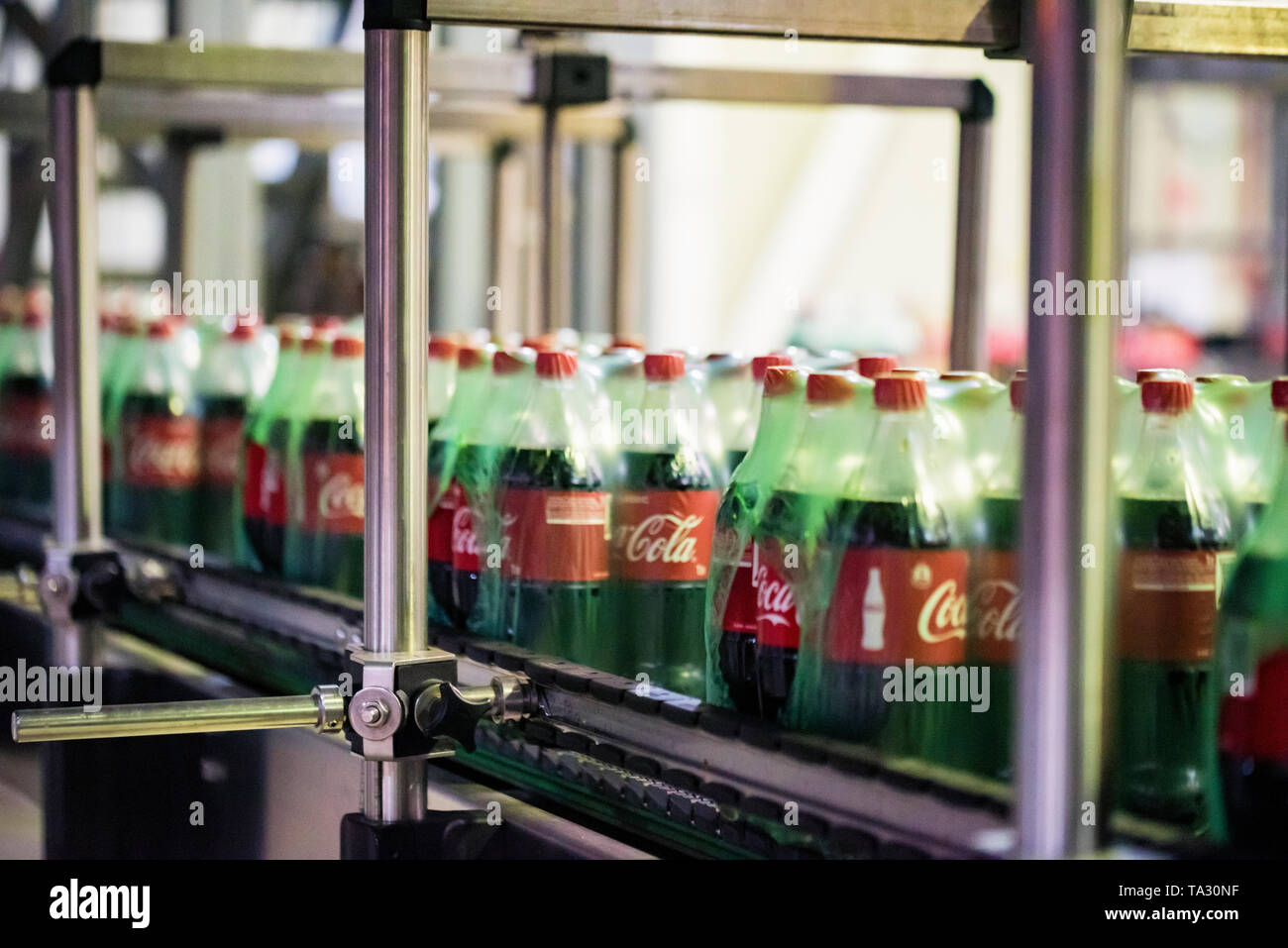 ROSTOV-ON-DON, RUSSIA -13 NOVEMBER 2018: Coca-Cola bottling line at ...