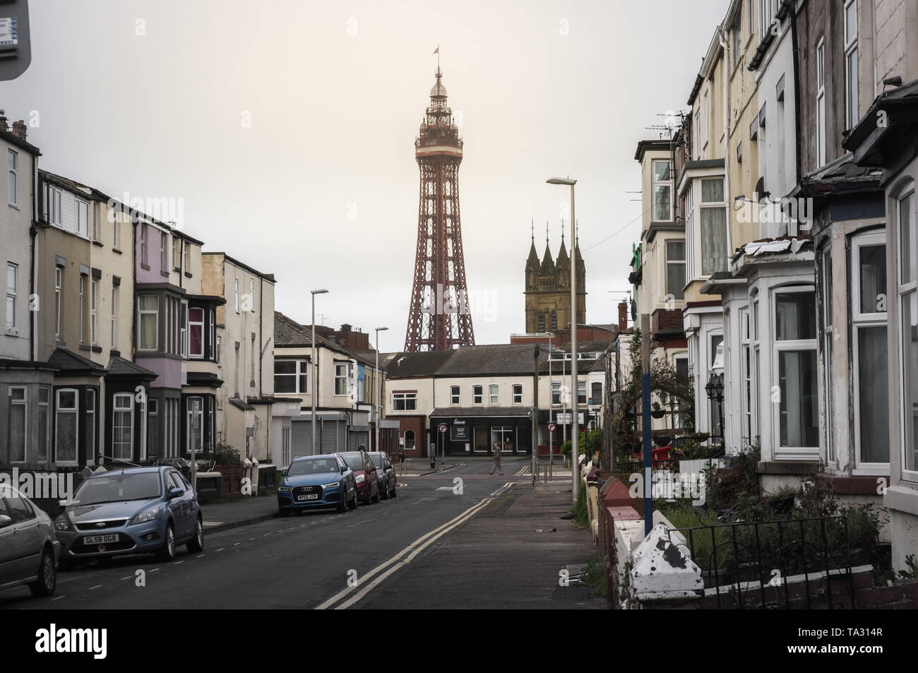 Blackpool England 28th April 2018: Typical housing near blackpool tower ...