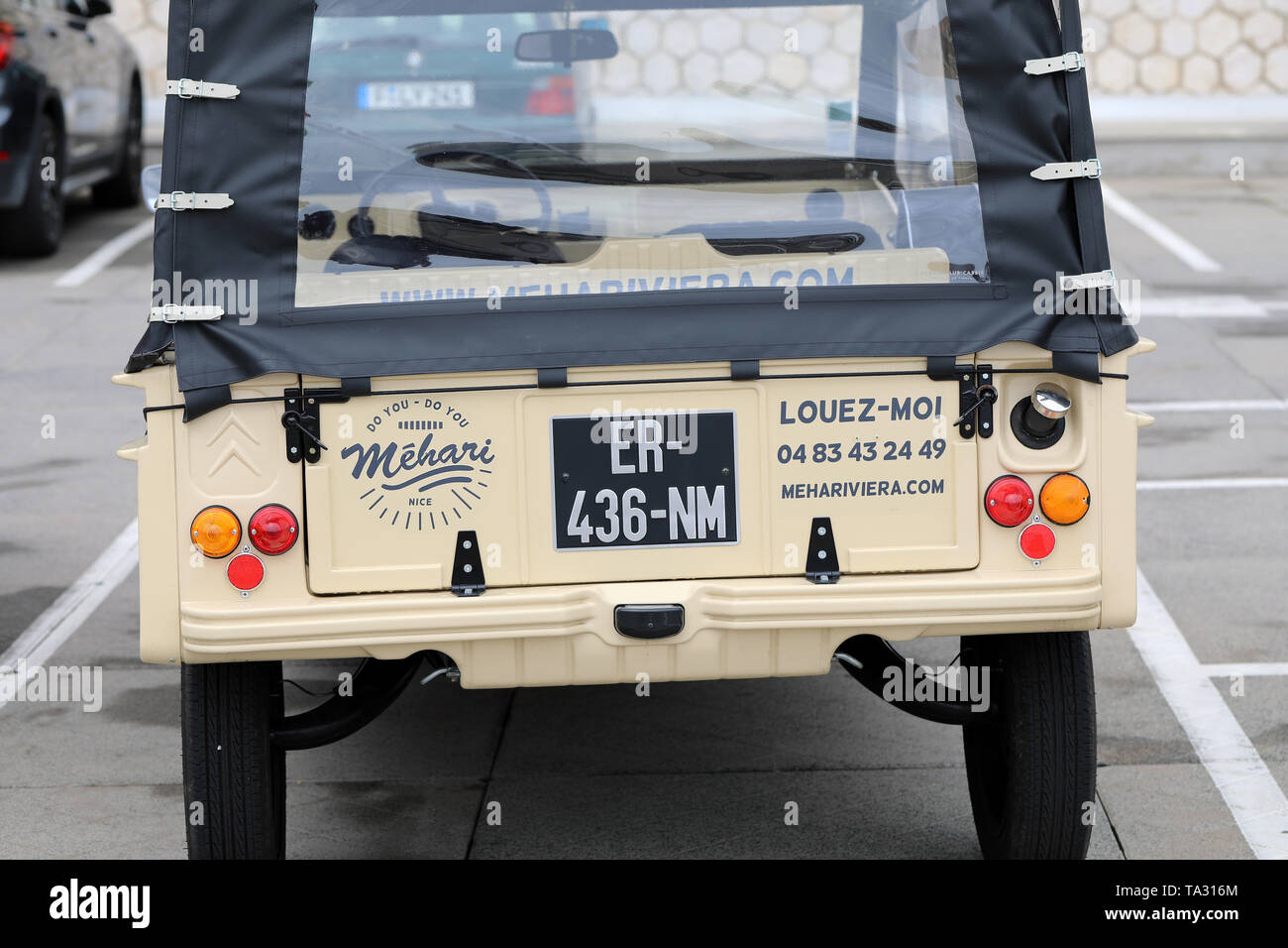 Nice, France - May 21, 2019: Vintage Beige Citroen Mehari (Rear View ...